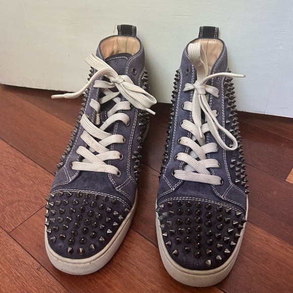 Christian Louboutin | Shoes | Christian Louboutin Blue Spiked Sneakers ...